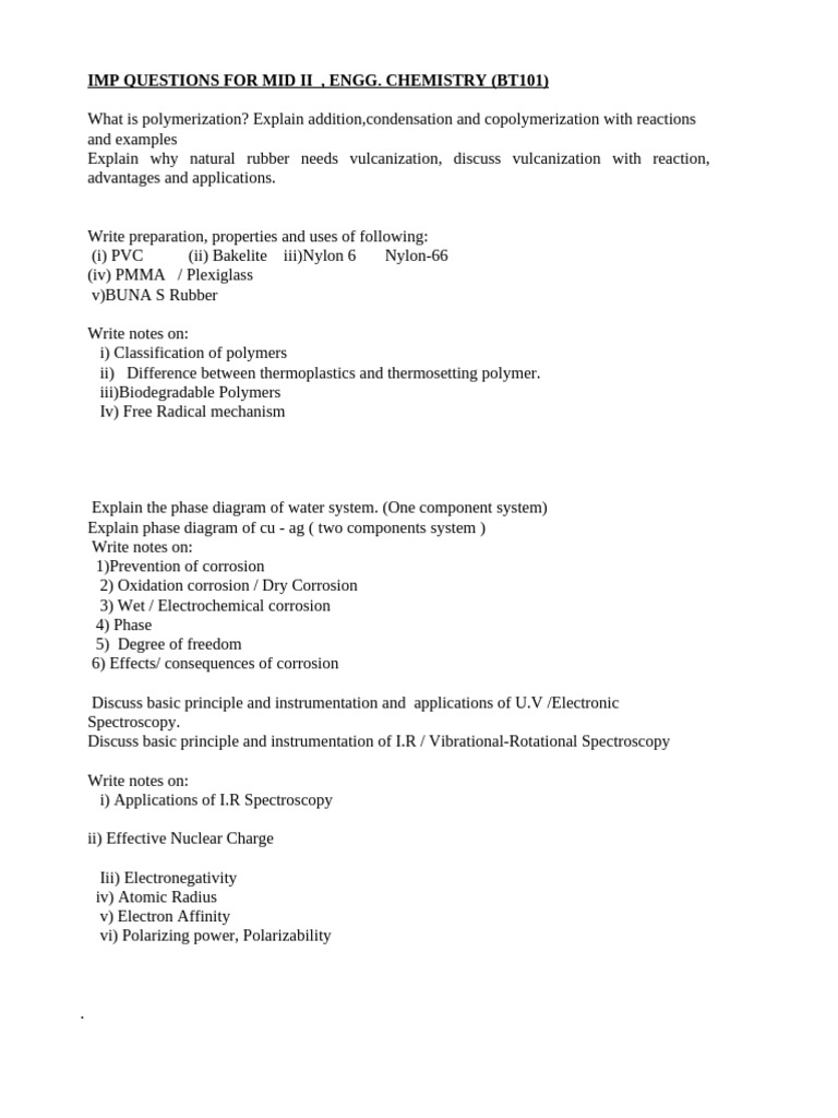 IMP QS OF MID II | PDF