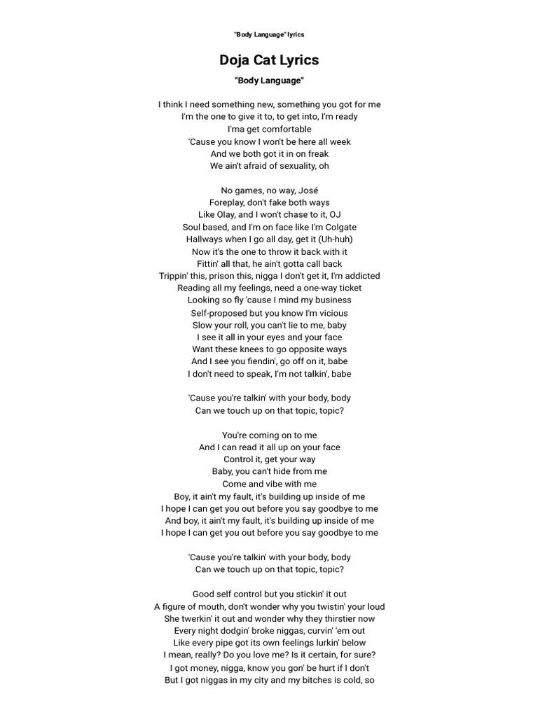 Doja Cat - Body Language Lyrics _ AZLyrics.com | PDF
