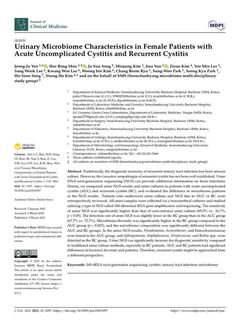 Urinary Microbiome Characteristics in Female Patients With Acute ...