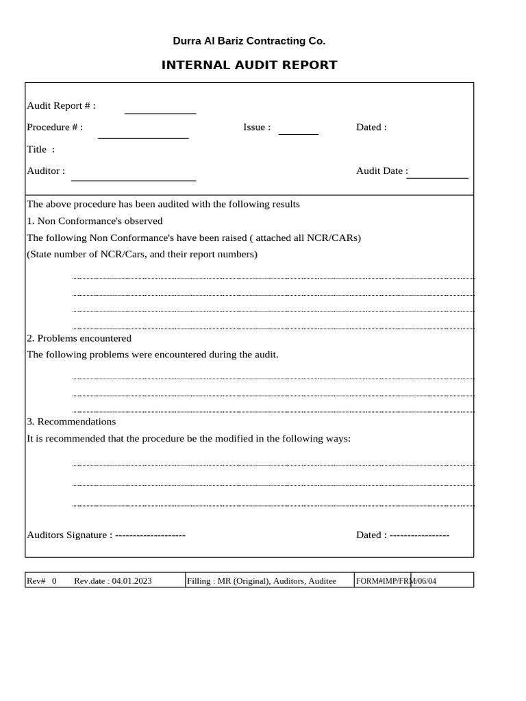 Internal Audit Report | PDF