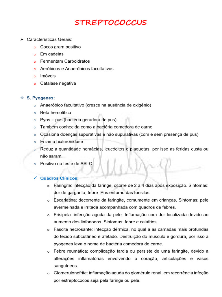 STREPTOCOCCUS | PDF | Estreptococos | Especialidades médicas