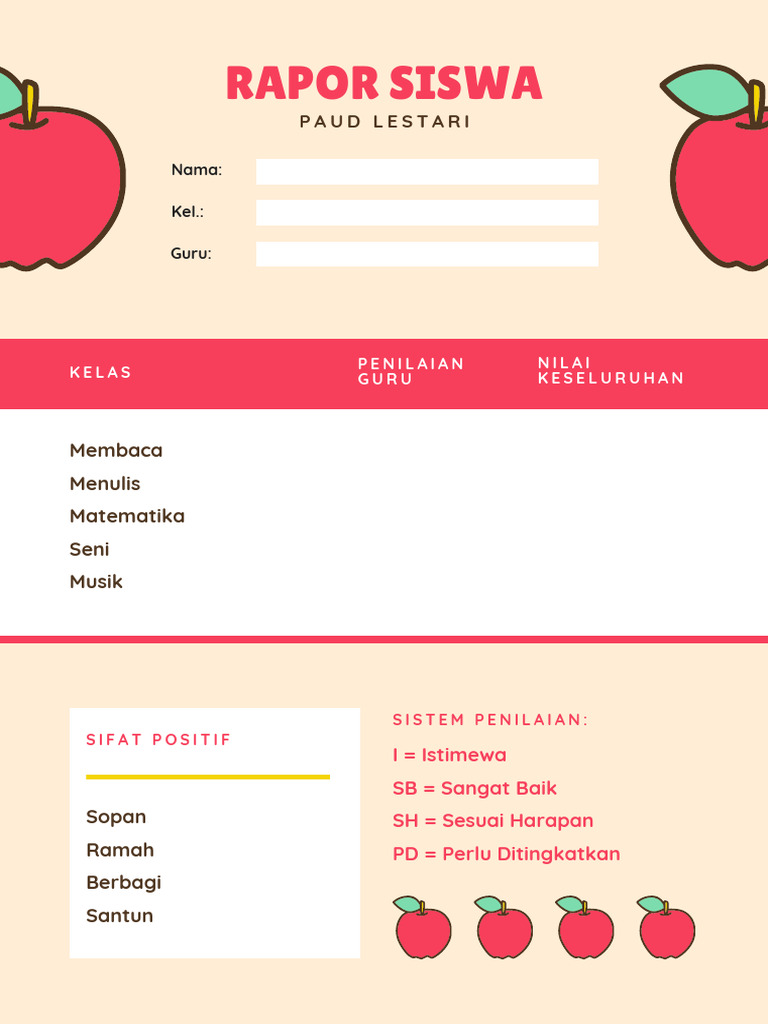 Rapor PAUD Lestari | PDF