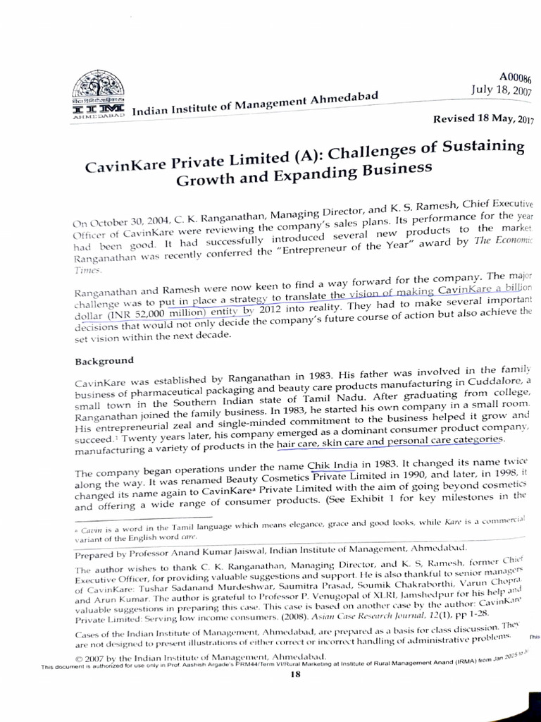 CavinKare Case | PDF | Shampoo | Brand