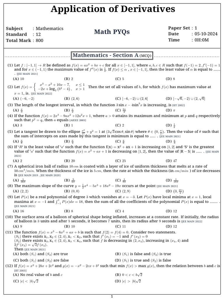 Derivatives Application in Mathematics | PDF | Sphere | Mathematical Concepts