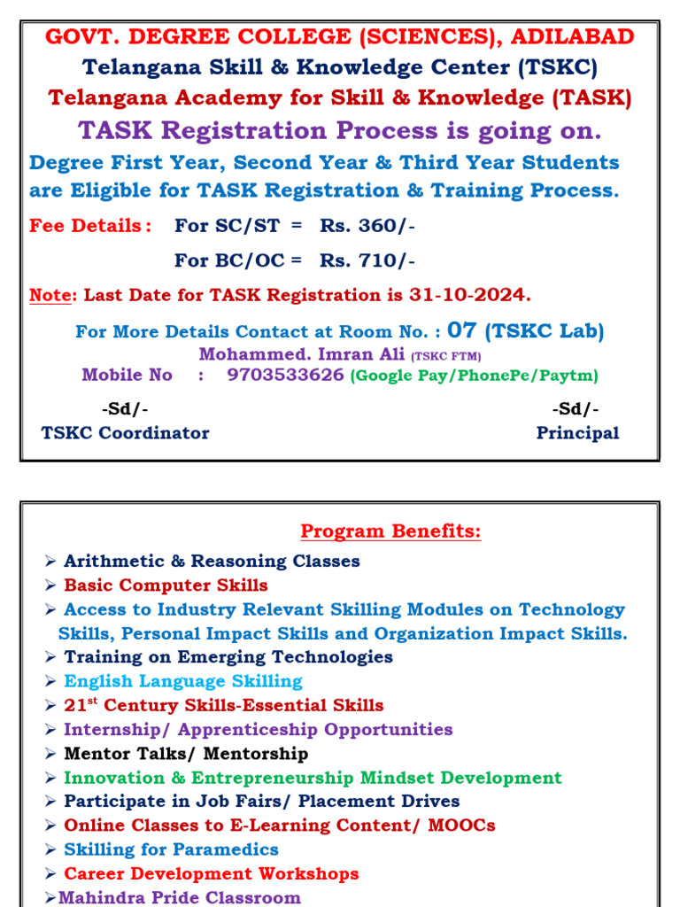 Task Registration For Students In Telangana Pdf