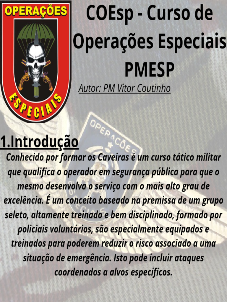 COEsp - Curso de Operacoes Especiais PMESP | PDF | Paraquedistas ...
