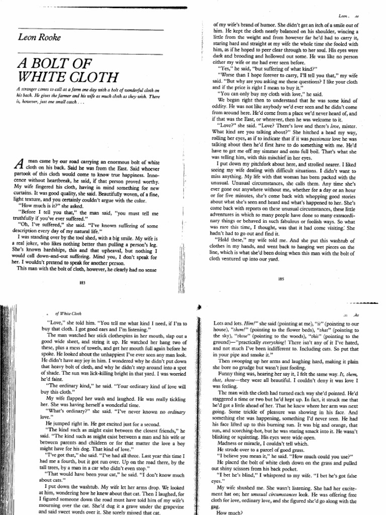 Short Story - 06 - A Bolt of White Cloth - Story | PDF | Nature
