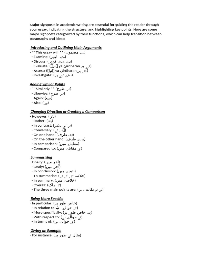 Major Signposts in Academic Writing Are Essential | PDF