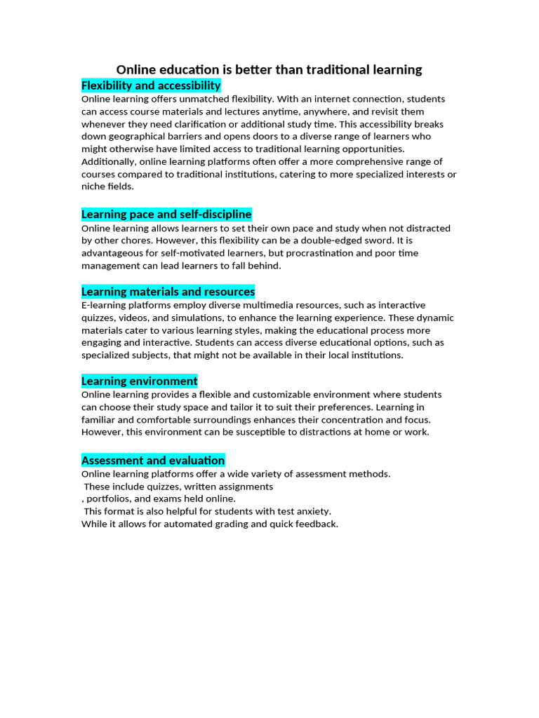 Online Education Is Better Than Traditional Learni | PDF | Educational ...