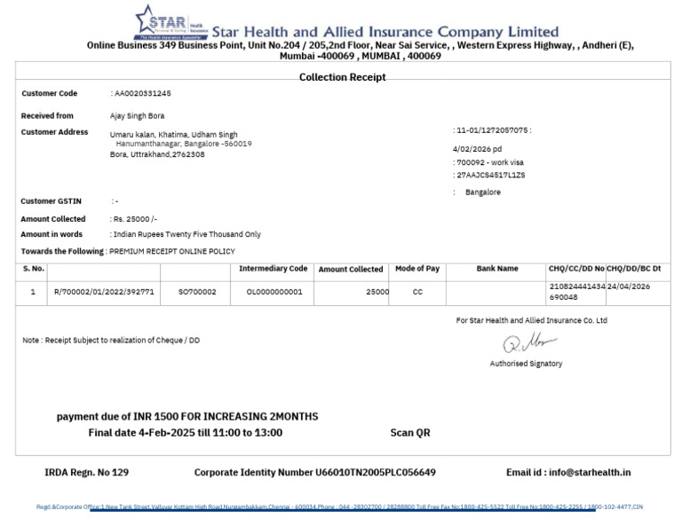Health Insurance Premium Receipt Ravi 1 1 Copy - PDF - 20250209 ...