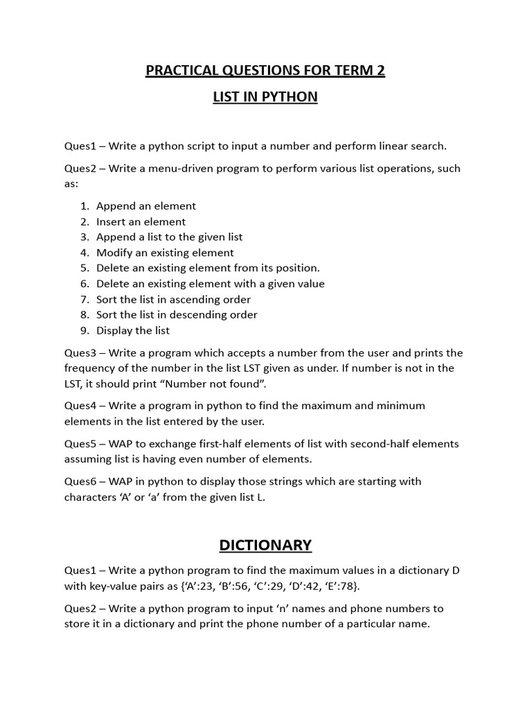 11 Ip Practical Questions For Term 2 | PDF | Sql | Table (Database)