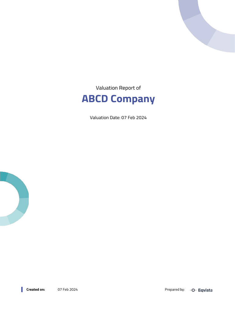 Advanced Startup Valuation Report Sample by Eqvista | PDF | Discounted ...