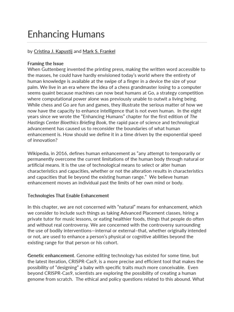 Human Enhancement: Ethical and Technological Challenges | PDF