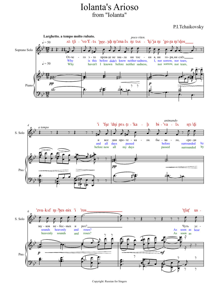 Iolanta's arioso FINAL | PDF