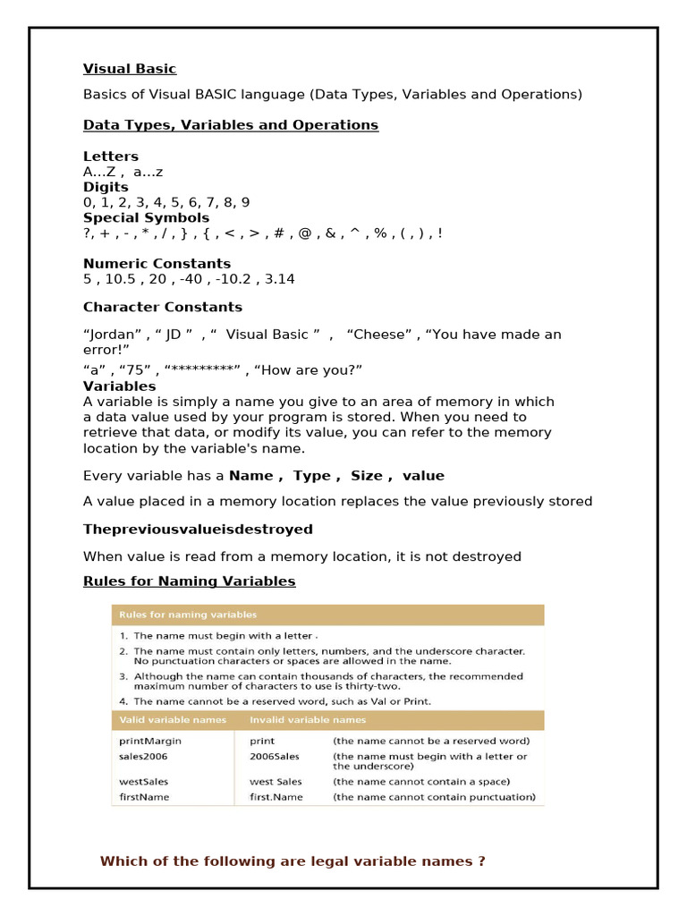 Visual_Basic | PDF | Data Type | Boolean Data Type Visual_Basic | PDF | Data Type | Boolean Data Type