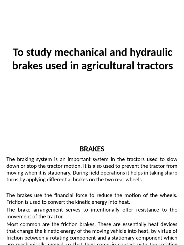 To Study Mechanical and Hydraulic Brakes Used in | PDF | Brake | Friction