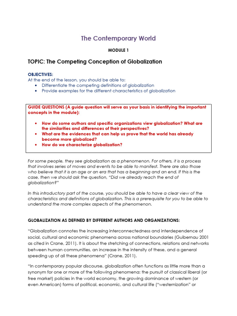 Module 1 Cworld | PDF | Globalization | Market (Economics)