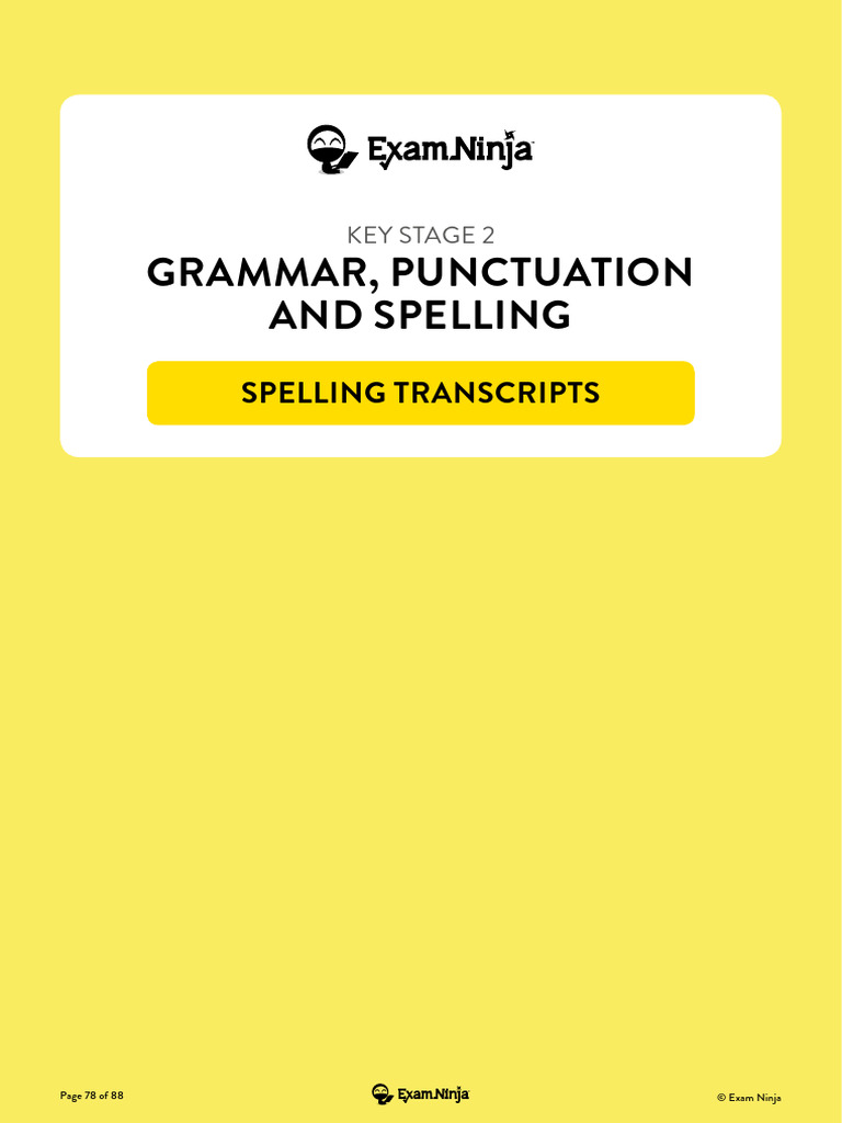 SPaG Spelling Transcripts | PDF | Question