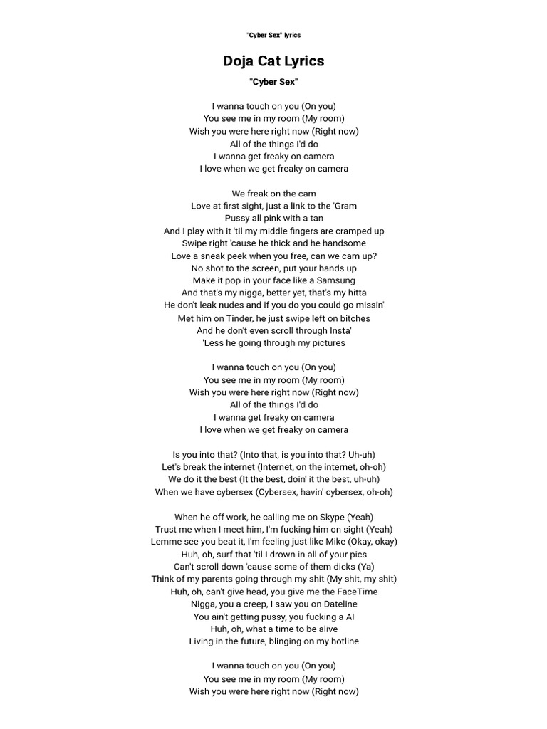 Doja Cat - Cyber Sex Lyrics | PDF