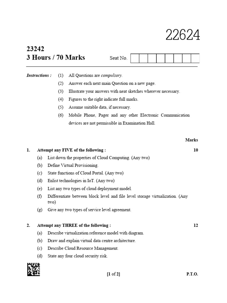 2024 Summer Question Paper | PDF | Cloud Computing | Virtualization