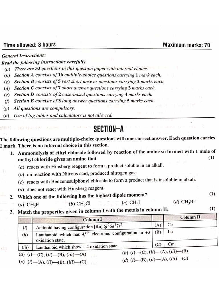 12th Chem Full Syllabus Test (Set-A) 15.1.25. .. | PDF