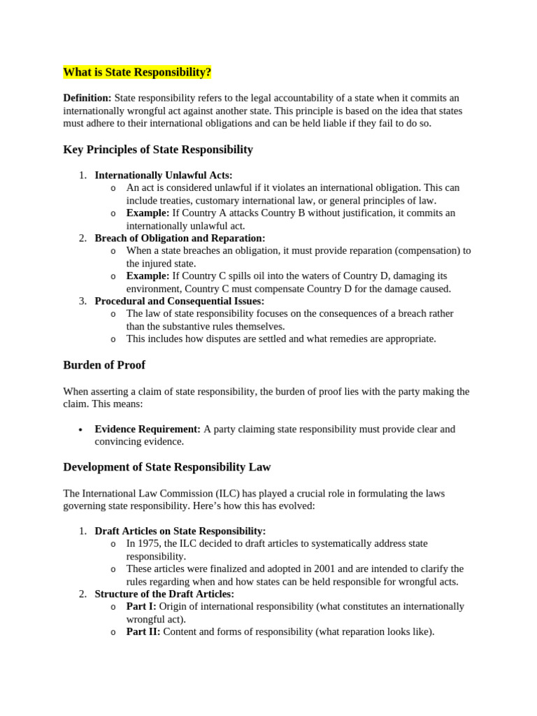 State Responsibility | PDF | International Law | Crimes