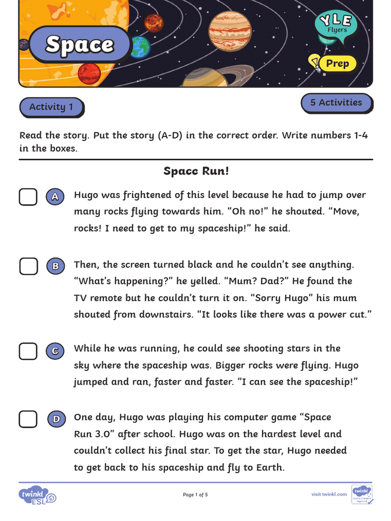 YLE Flyers Prep Lesson - Space | PDF | Planets | Planets In Astrology