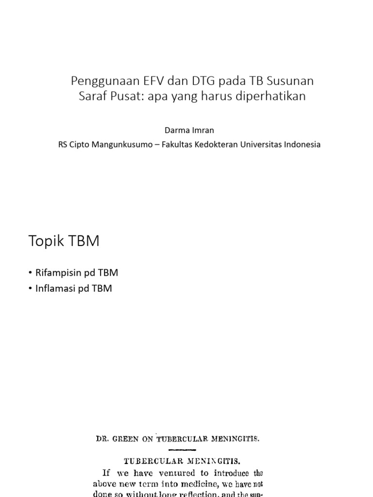 Penggunaan EFV dan DTG pada TB Susunan Saraf Pusat- apa yang harus diperhatikan - dr Darma Imran ...