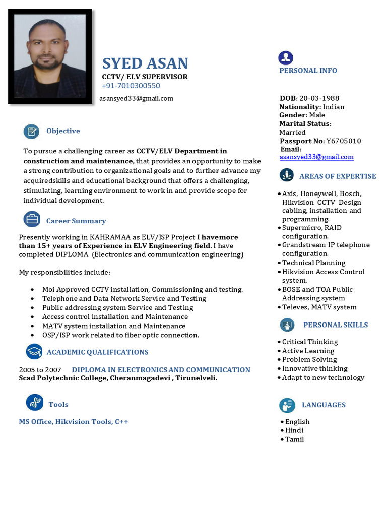 SYED ASAN CV | PDF | Electronics | Computing