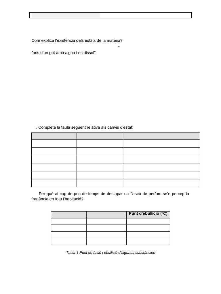 2n ESO - T303 Els Estats de La Matèria - Act - Comp - c2021 | PDF