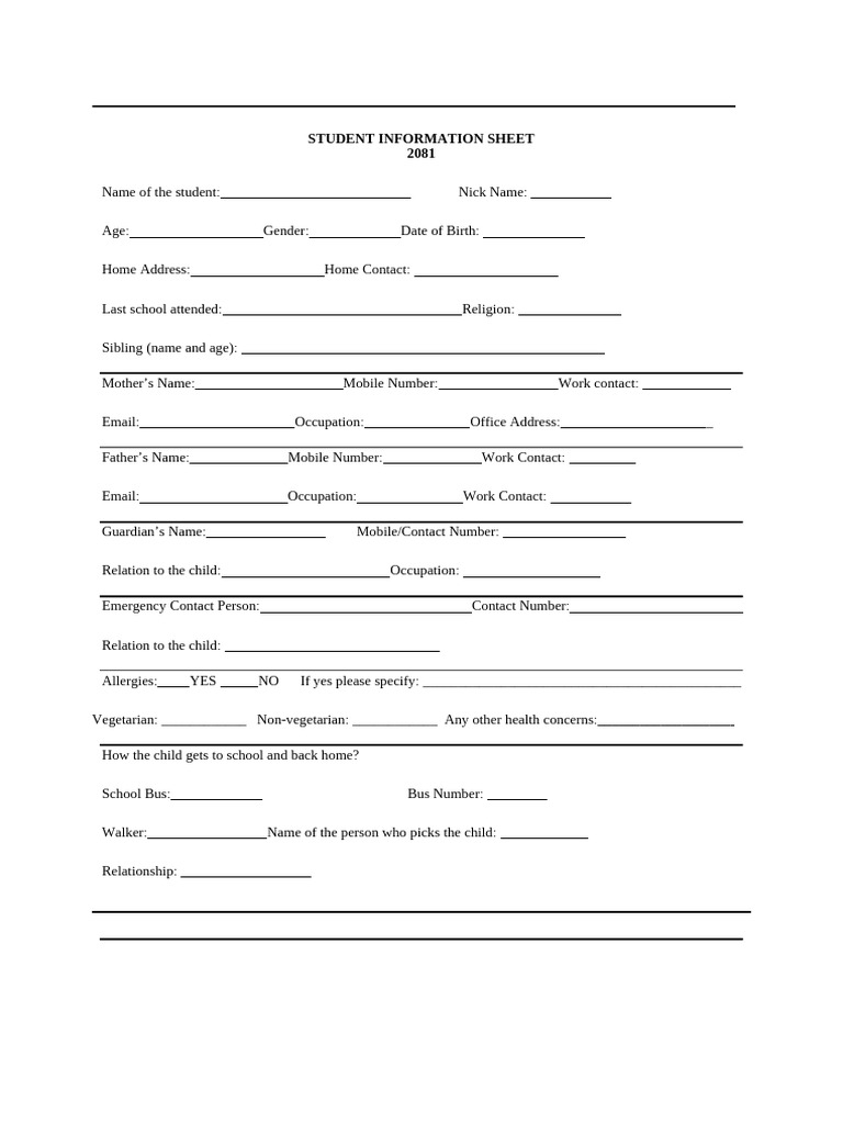 Individual Child Profile | PDF