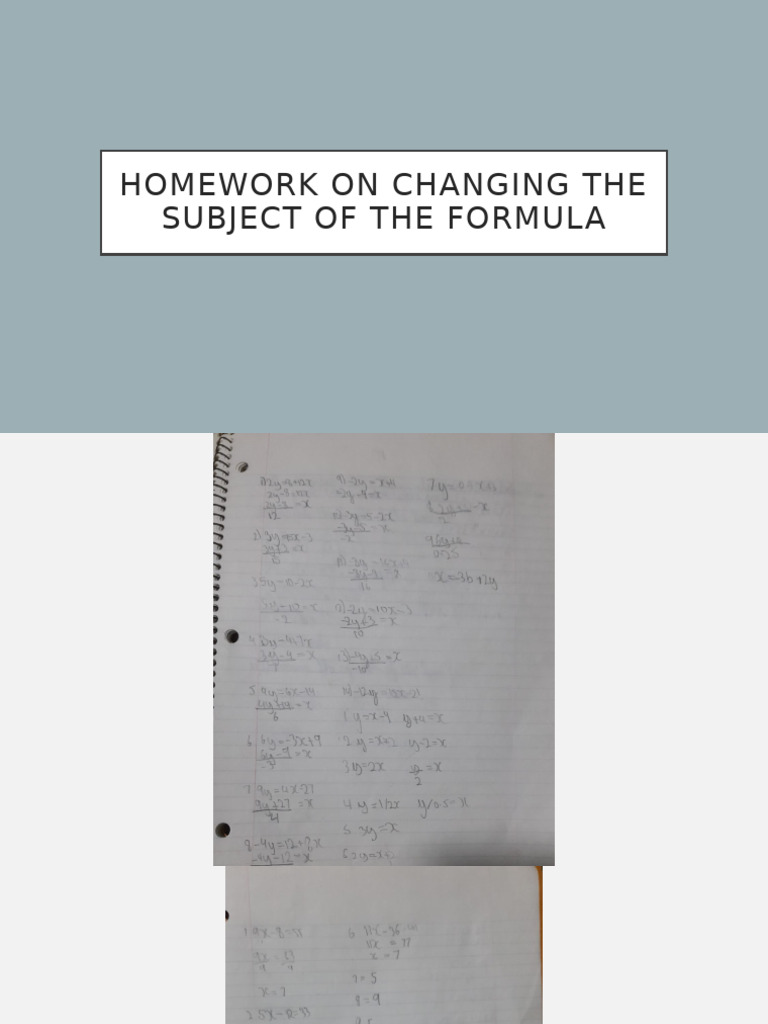 Homework On Changing The Subject of The Formula | PDF