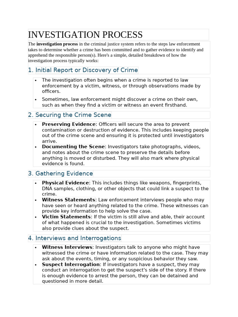 Investigation process | PDF | Crime Scene | Prosecutor