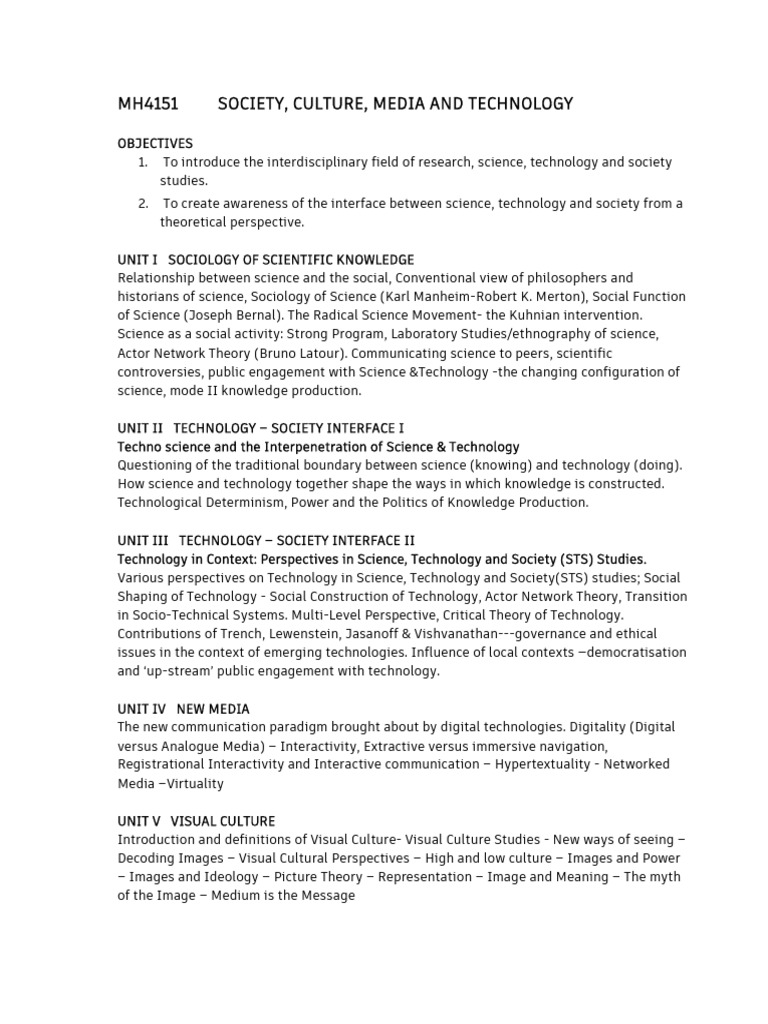 Society, Culture, Media & Technology Overview | PDF | Science | Knowledge