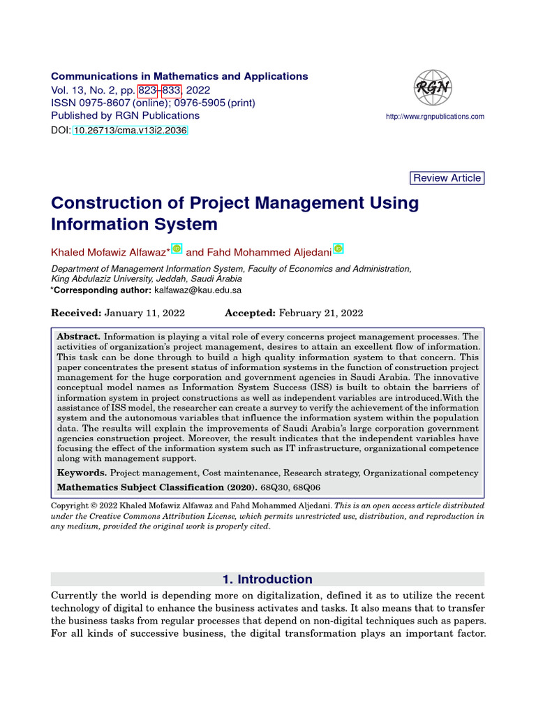 Project Management Information Systems in Saudi Arabia | PDF | Project ...