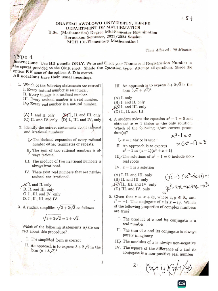 Sir Calculus Mth 101 Solution | PDF