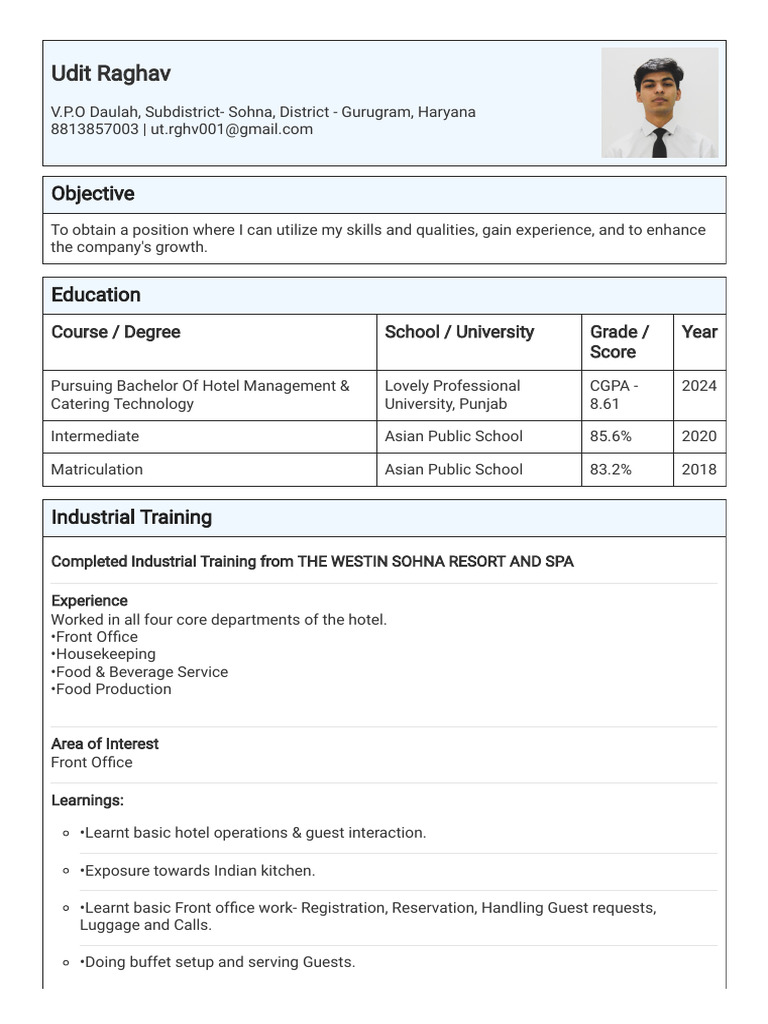 Udit Raghav CV | PDF