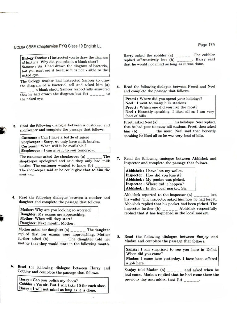 Reported Speech (Practice Questions) | PDF