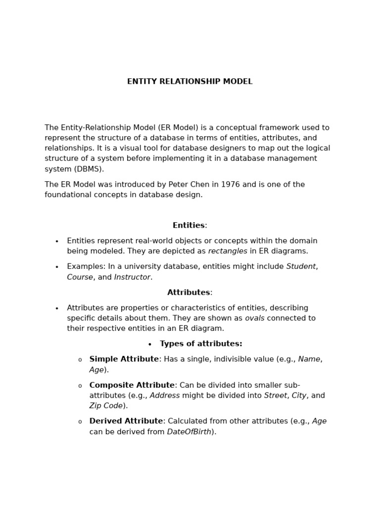 ENTITY RELATIONSHIP MODEL | PDF | Conceptual Model | Databases
