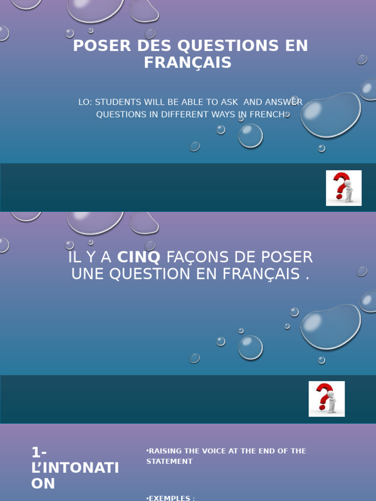 Poser des questions en français : 5 méthodes | PDF