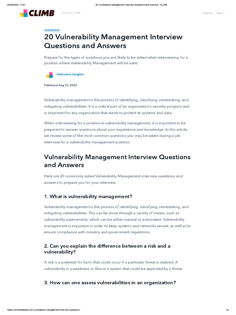Vulnerability Management Interview Prep | PDF | Security | Computer ...