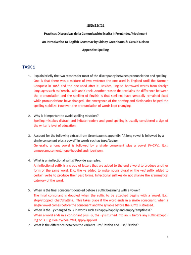 PDCE I Answer Sheet SPELLING | PDF | Word | English Language