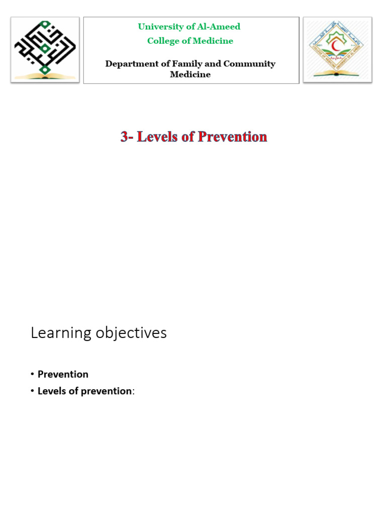 3-Levels of Prevention (PPT) | PDF | Preventive Healthcare | Health ...