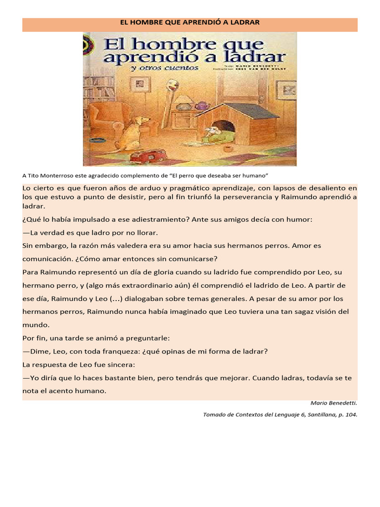 ELHOMBRE QUE APRENDIO A LADRAR | PDF