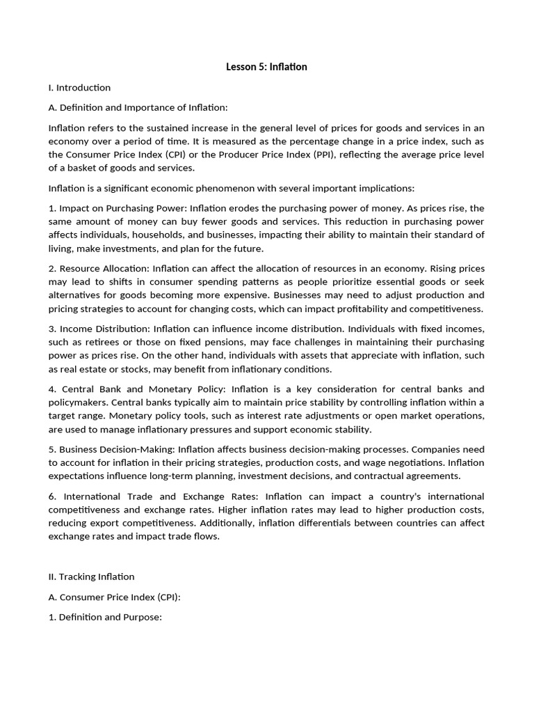 Macro Lesson 5 Inflation | PDF | Cost Of Living | Inflation