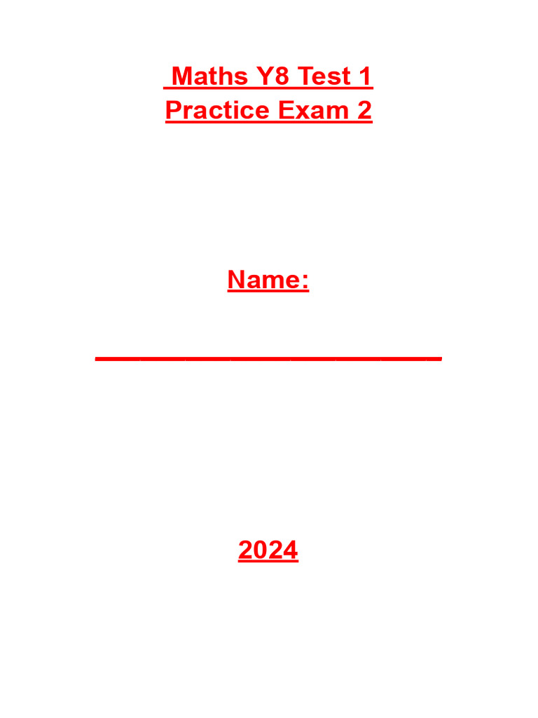 Maths Y8 Practice Test 2 | PDF