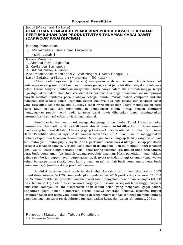 Format Penulisan Proposal Penelitian | PDF