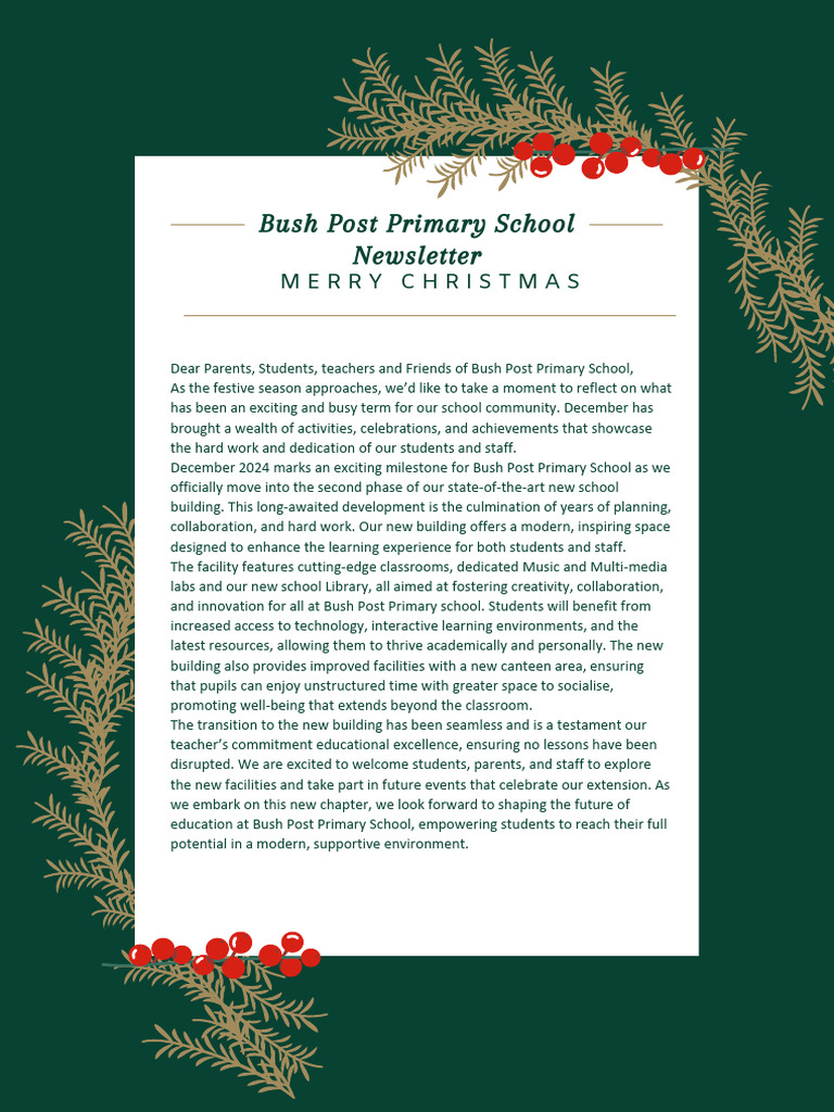 Bush_Post_Primary_School_Newsletter_December_1 | PDF | Learning