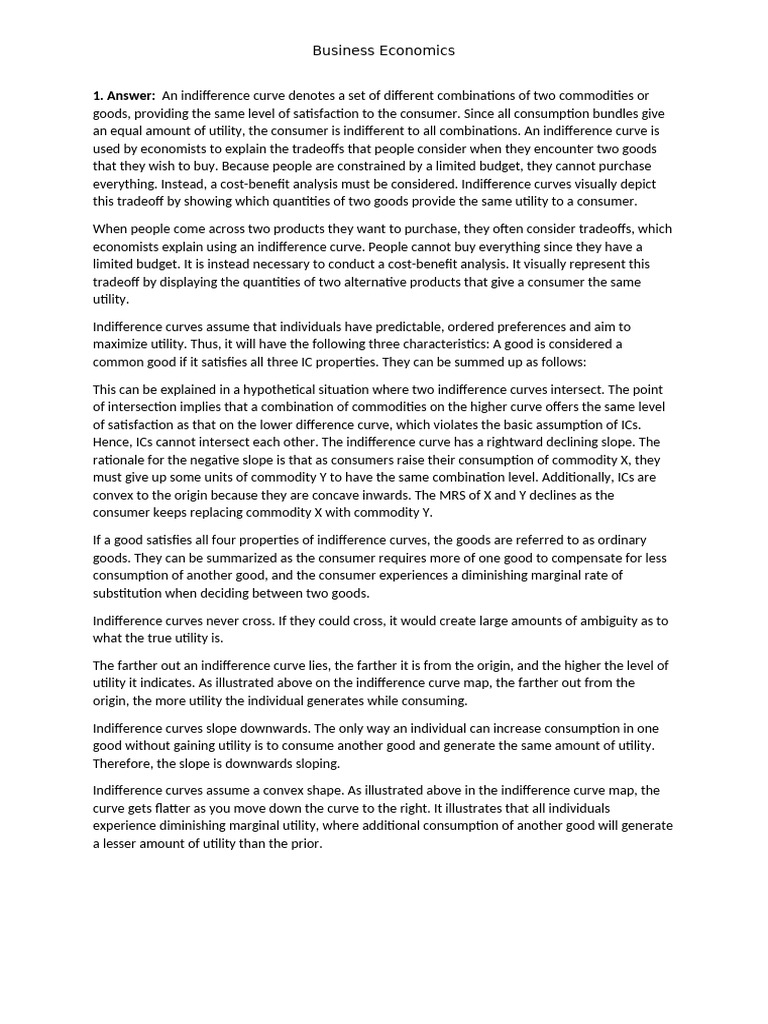 Business Economics Pdf Demand Utility