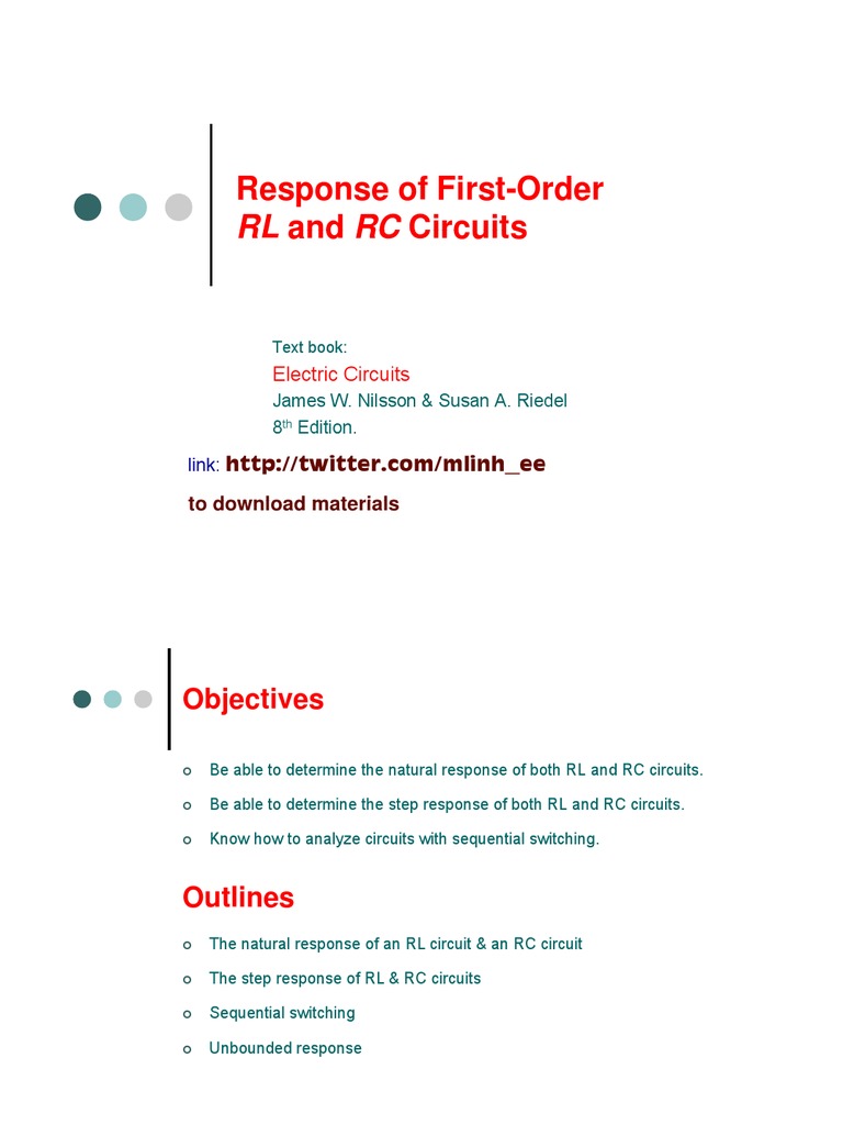 Lecture 01 - Response of First-Order RL and RC Circuits - MLinh | PDF | Electrical Network ...